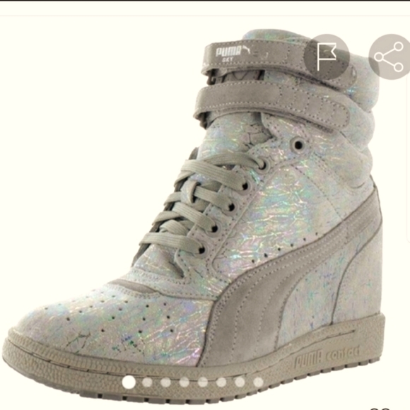 Puma | Shoes | Puma Sky Hi Top Wedge Iri Suede Wedge Sneakers | Poshmark